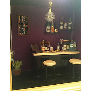 Dollhouse Taproom Bar Counter with 2 Stools 1:12 Miniature Furniture Decor