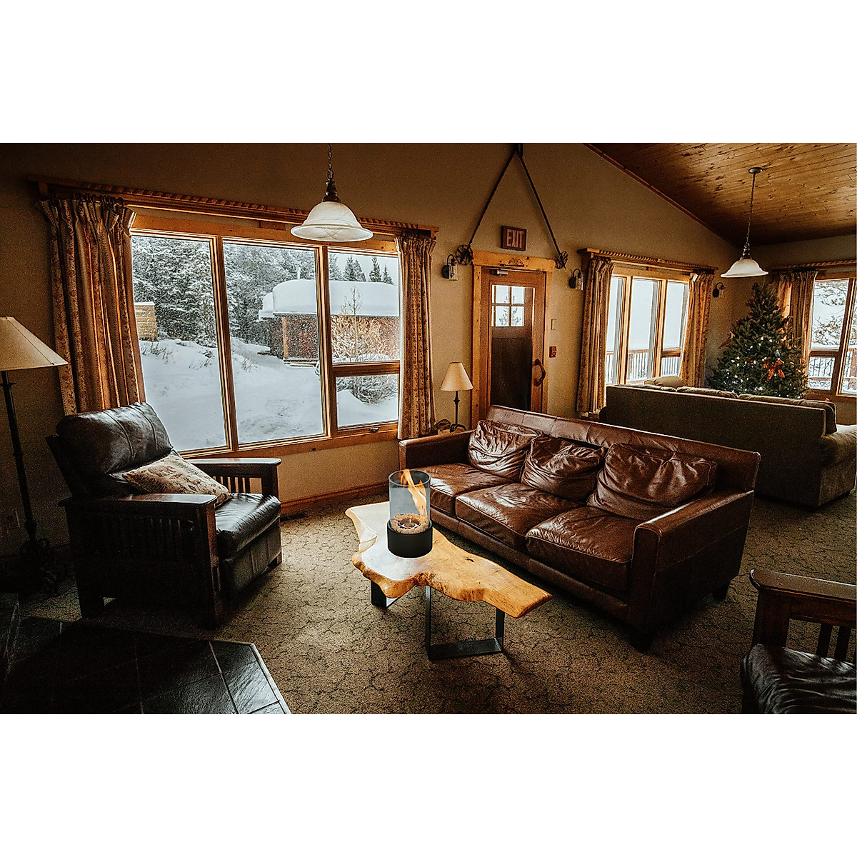 Tabletop Fire Pit Indoor Outdoor Mini Portable Fireplace - Smoke Free Clean-Burning Bio Ethanol - Modern Table Top Fire Pit Decor