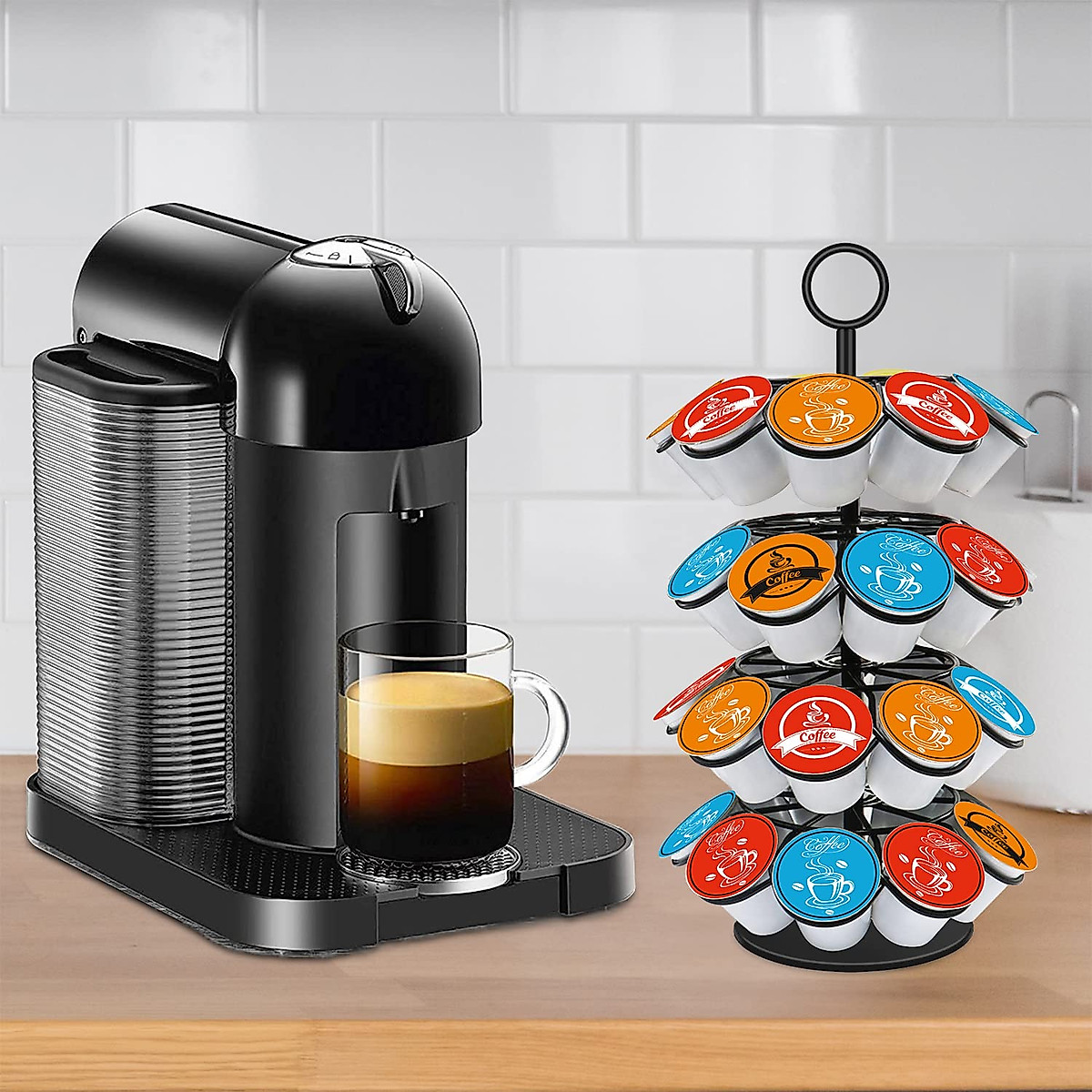 SHURFFY Coffee Pod Carousel Holder Organizer Compatible with 36 Cup Pods