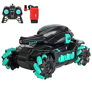 Xximuim RC Tank Car, 2.4G Electric Watch Remote Control Water Bomb Tank car Stunt Multiplayer Battle Toy Car, Can Drift Horizontally, 360° Stunt Rotation，Great Gift Toy for Boys