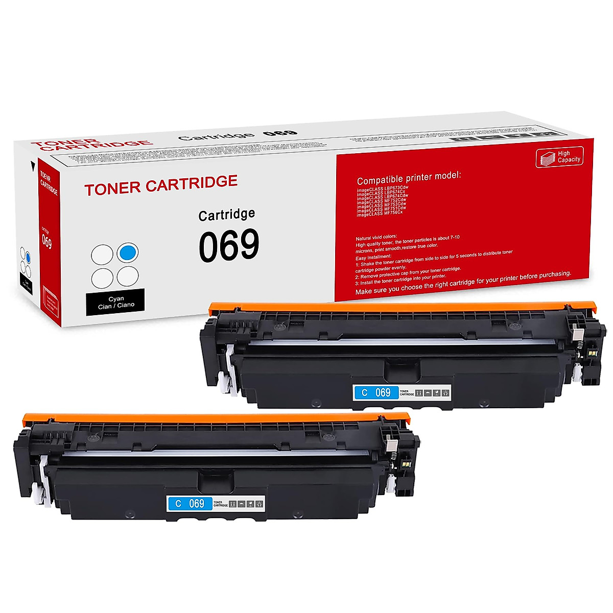 2 Pack 069 5093C001 Cyan Toner Cartridge 069 5093C001 Compatible 5093C001 Replacement for Canon imageCLASS LBP673Cdw LBP674Cx LBP674Cdw MF752Cdw MF753Cdw MF751Cdw MF756Cx Printer