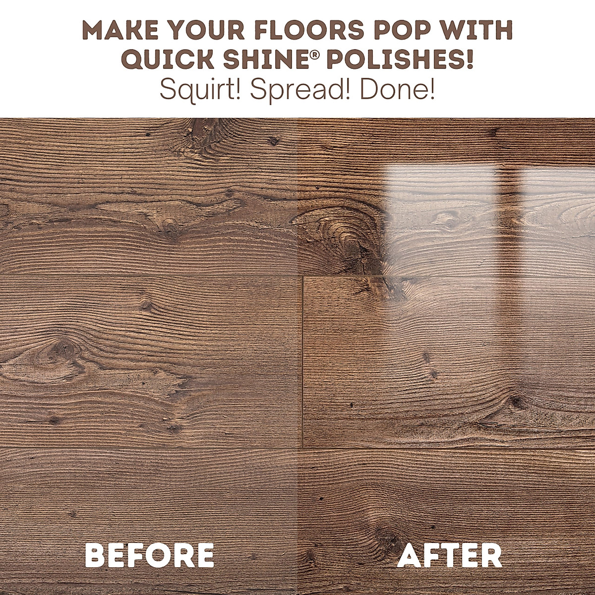 Quick Shine Hardwood Floor Luster 64oz | Plant-Based Cleaner & Polish w Carnauba | Simply Squirt & Spread | Don't Refinish It, Quick Shine It | Safer Choice Cleaner | Restore-Protect-Refresh