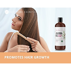 Kate Blanc Cosmetics Jojoba Oil for Hair, Face & Skin. Gua Sha Oil for Face Massage & Dermaplaning (16oz, Organic, 100% Pure, Natural)