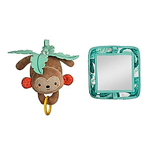 Infantino 4-in-1 Deluxe Twist & Fold Activity Gym & Play Mat, Tropical - Includes linkable Toys, Musical Monkey, Mirror and Bolster Pillow, for Newborns, Babies and Toddlers