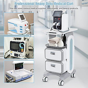 Mobile Medical Trolley Cart 130 Lbs Load Portable Professional Cart for Ultrasound Imaging Scanner Vehicle Beauty Storage Cart with Drawers Tool Tray Wheels for Home Hospital Office Medical Clinic
