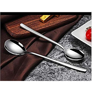 Spoons, Korean Soup Spoons,Stainless Steel Spoon with long Handle Set of 8