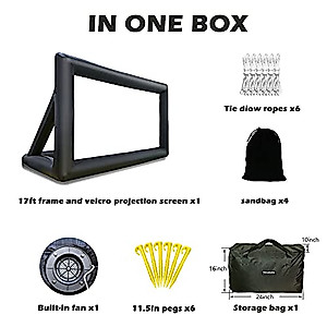 Yimukaka 17FT Inflatable Movie Screen with Stand for Outside-Support Rear Projection-Stable Outdoor Frame-Outdoor Movie Screen with Built-in Fan