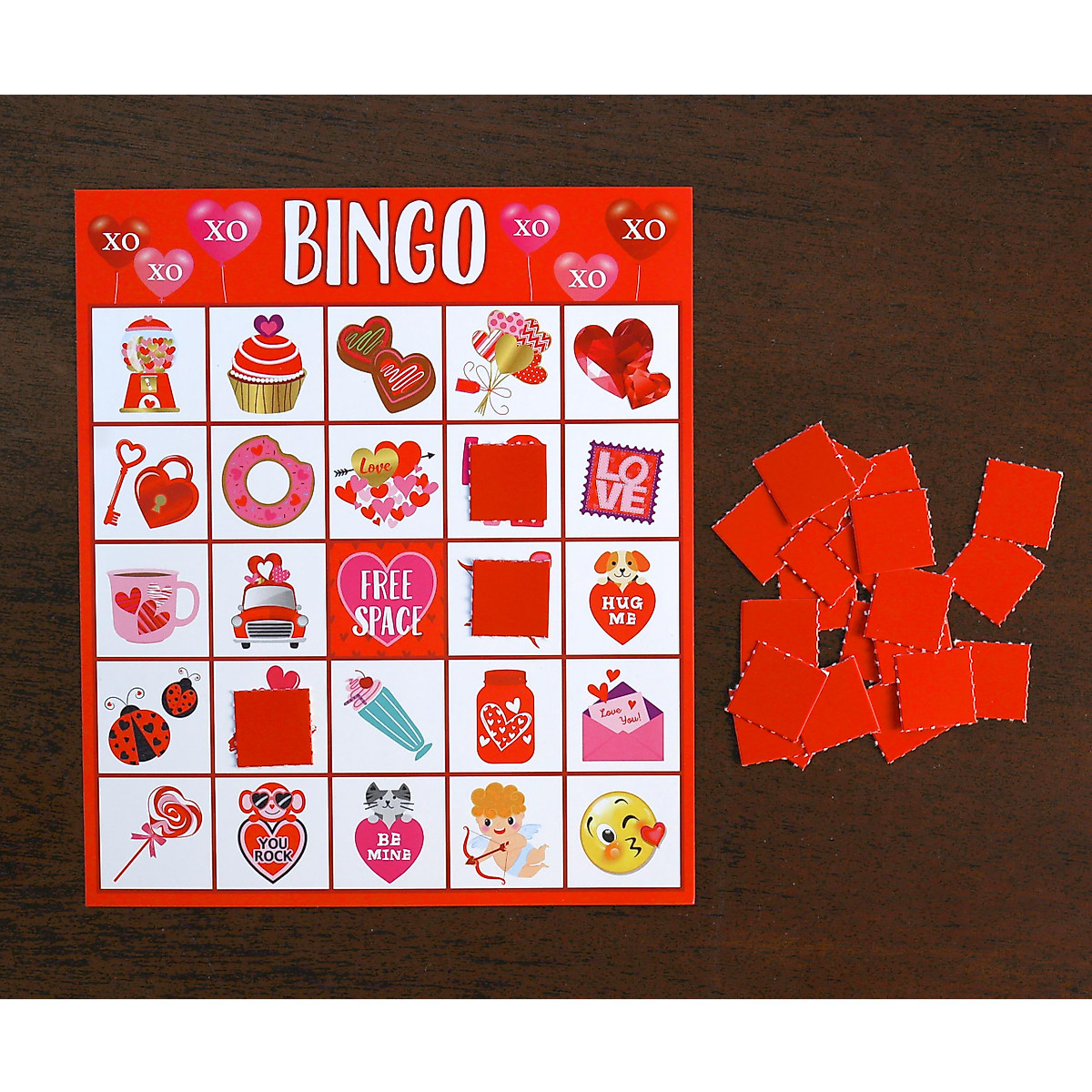 Iconikal Valentine's Day 32 Player Bingo Game Set Classroom Group Activity Fun Interactive Learning School Plus Bonus Game