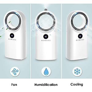 Evaporative Air Cooler 3 in 1, LifePlus Portable Bladeless Conditoner Fan with Wheel, Cooling & Humidification Function, Water Swamp Cooler with 1.32 Gallon Water Tank, 12H Timer and Remote Control