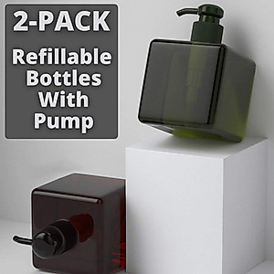 Refillable Pump Bottles - Set of 2-250ml & 450ml (8.5oz/250ml (Green))