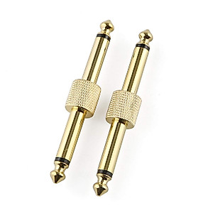E-outstanding 2-Pack Guitar Pedal Coulper 6.35mm(1/4") Audio Mono Male to Male Plug Gold Plated Copper Guitar Effect Pedals Convert Instrument Connector Adapter