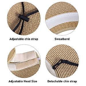 Beach Hats for Women Foldable Womens Visor Sun Hat Womens Wide Brim Hats for Women Fashionable Hats with Ponytail Hole On Top UV Protection Fishing Hat, Natural