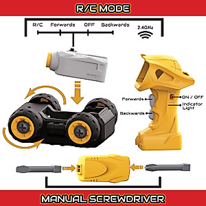 5-in-1 Take Apart Construction Toys and DIY Engineering Playset with Remote Control and Electric Screwdriver. For Toddler Boys Kid Child who loves tools and construction equipment. 3 4 5 6-Year-Olds.