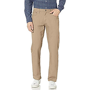 Amazon Essentials Men's Pants, Relaxed-Fit, 5-Pockets, Stretch Twill, Khaki Brown, 36W x 32L
