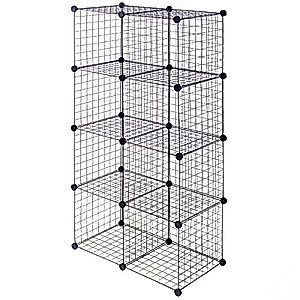 Tangkula Metal Wire Cube Storage, 8-Cube Stackable Free Standing Cubby Storage Organizer Shelf, Modular Shelving Grids, DIY Bookcase Closet Wardrobe Organization Storage Cubes
