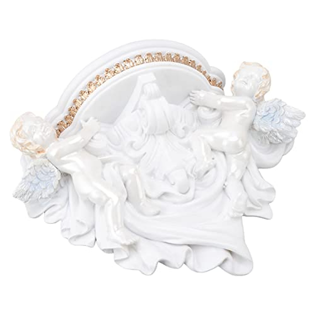 Haofy Creative European Angel Wall Shelf, Wall Decoration European Exquisite Beautiful Decoration Rack Floating Wall Shelf for Bedroom Living Room Kit(Pure White Gold)