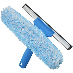 Unger Professional 2-in-1 Squeegee & Scrubber - 10” Window Cleaning Tool – Cleaning Supplies, Squeegee for Window Cleaning, Commercial & Residential Use, Microfiber Sleeve