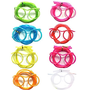 8 Pieces Reusable Silly Straw Glasses Eyeglasses Straws Eyeglasses Crazy Fun Loop Straws Novelty Drinking Eyeglasses Straw for Kids Party Annual Meeting Parties Birthday
