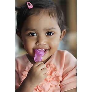 Brilliant Oral Care Baby’s First Toothbrush, Smooth Silicone Bristles Gently Clean Tender Teeth and Gums, for Ages 4+ Months, Pink, 2 Count