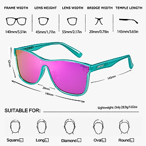 Jefoo Polarized Sunglasses Men Trendy Mirrored shades Women Reflective Sun Glasses UV Protection
