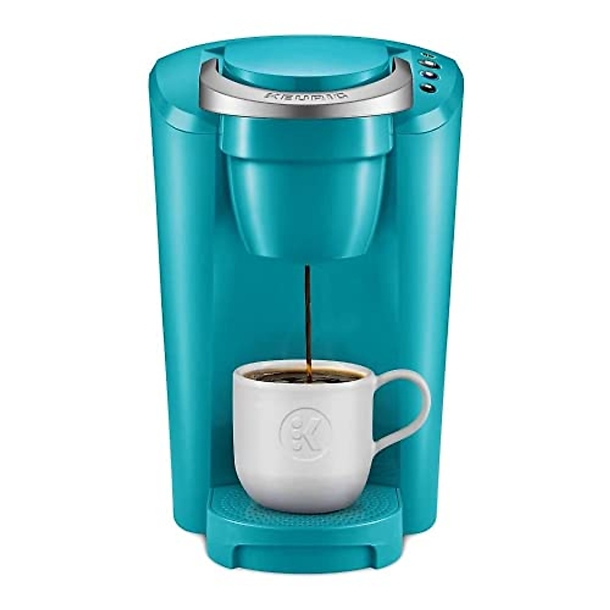 Keurig K-Compact Single-Serve K-Cup Pod Coffee Maker (Turquoise) Bundle with K-Cup Brewer Cleaning Cups (5-Cups), 12-Ounce Stainless Steel Tumbler, and 12-Count Colombian Roast (4 Items)