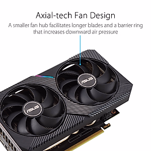 ASUS Dual NVIDIA GeForce RTX 3060 OC Edition Gaming Graphics Card (PCIe 4.0, 12GB GDDR6 Memory, HDMI 2.1, DisplayPort 1.4a, 2-Slot Design, Axial-tech Fan Design, 0dB Technology, and More