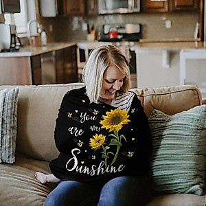 Baby Car Seat Covers Sunflowers, Nursing Cover Breastfeeding Scarf/Shawl, Infant Carseat Canopy, Stretchy Soft Breathable Multi-use Cover Ups, You are My Sunshine Black