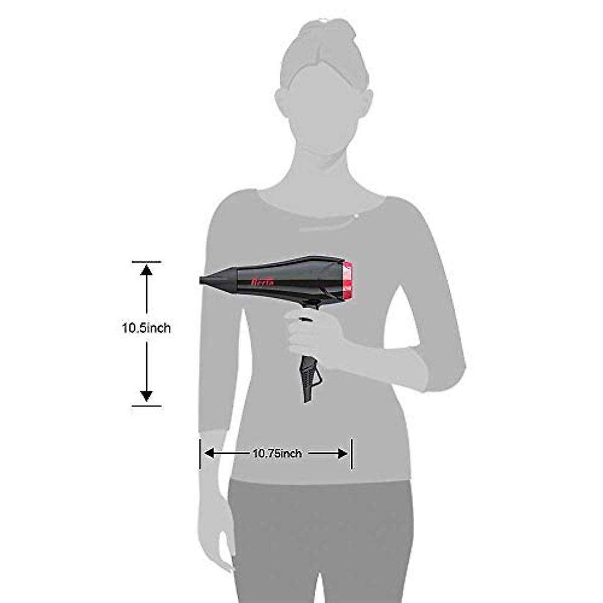 BERTA 1875W Professional Salon Hair Dryer Negative Ionic Blow Dryer, 2 Speed 3 Heat Settings Cool Button with AC Motor, Concentrator Nozzle & Diffuser