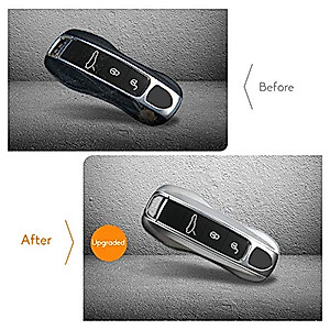 Jaronx 2PCS Glossy Red Key Fob Cover Compatible with Cayenne Panamera 2018-2023/911 Carrera 2020-2023 /Taycan 2020-2023, Remote Key Covers Painted Keyless Entry Key Protectors