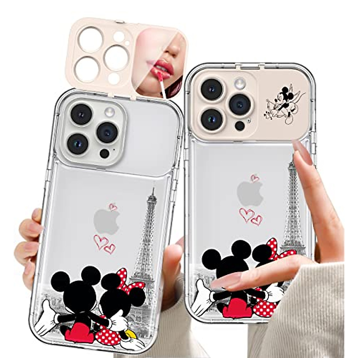 JoySolar for iPhone 13 Pro Max 6.7" Cute Cartoon Phone Case with Makeup Mirror, Phone Cases for Women Teen Girls Funny Cool Unique Protective Cover for iPhone 13 Pro Max, Mini Miki