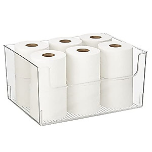 mDesign Large Modern Plastic Open Front Dip Storage Organizer Bin Basket for Bathroom Organization - Vanity Shelf, Cubby, Cabinet, and Closet Organizing Decor - Ligne Collection - 8 Pack - Clear