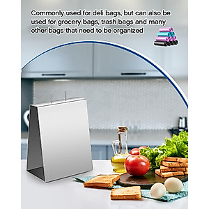 Blulu 2 Pcs Stainless Steel Deli Bag Dispenser Heavy Duty Sandwich Bag Holder Grocery Bag Stand for Retail Store Home Restaurant Kitchen , 11.5''H x 9''L x 6''D