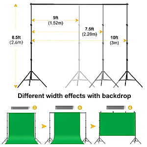 CPLIRIS Backdrop Stand for Parties, 8.5x10ft Adjustable Backdrop Support for Photoshoot, Baby Shower Backdrop Stand with Spring Clips, Sandbag, Backdrop Clip and Carry Bag