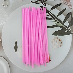 200PCS 10.2 Inches Disposable Decorative Pink Plastic Straws for Birthday Wedding Cocktail Party Supplies (0.23 * 10.2inch) (Pink)