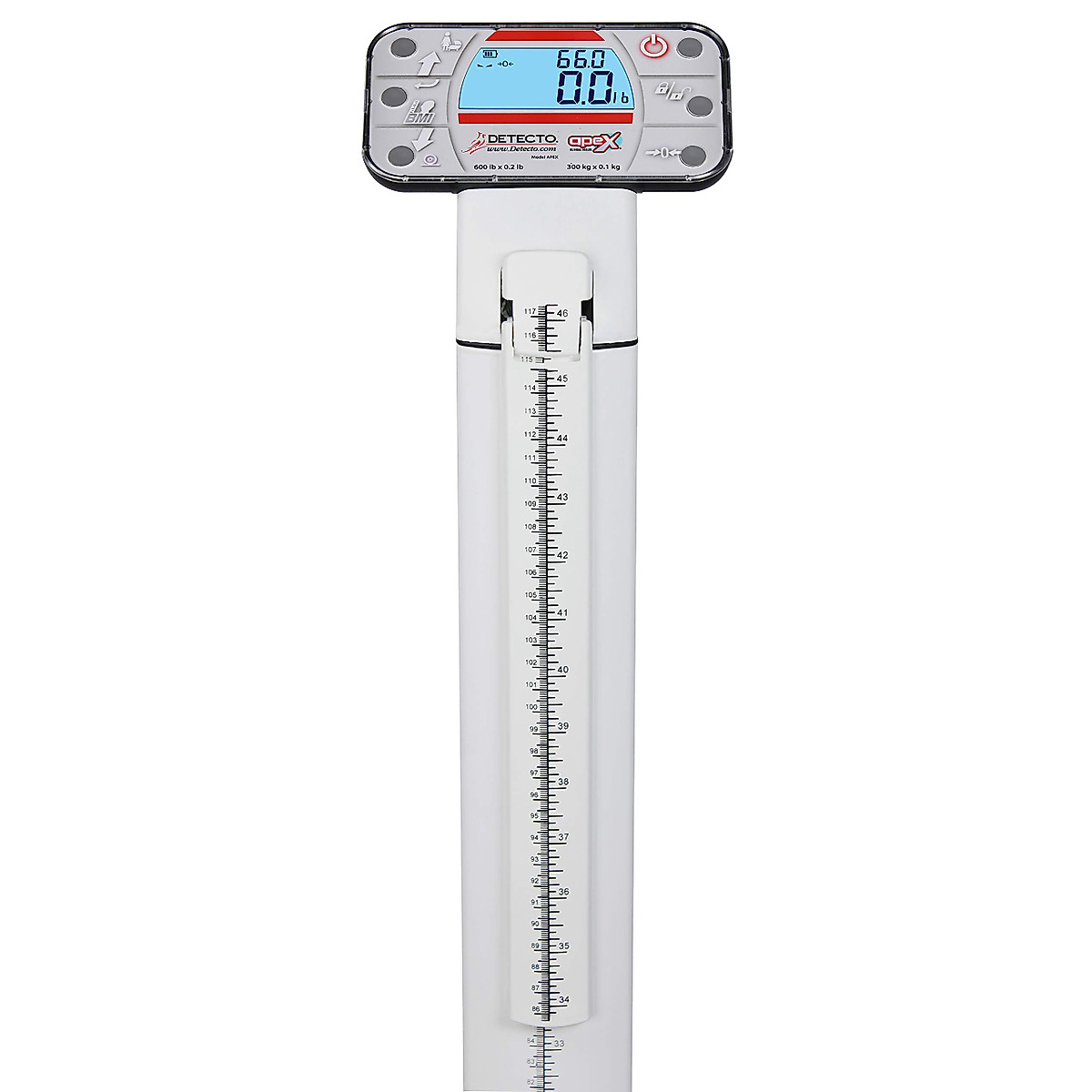 Detecto APEX-C-AC Digital Physician Scale with Height Rod, AC Adapter, WiFi, Bluetooth 600 lb x 0.2 lb, 24" to 87.5"