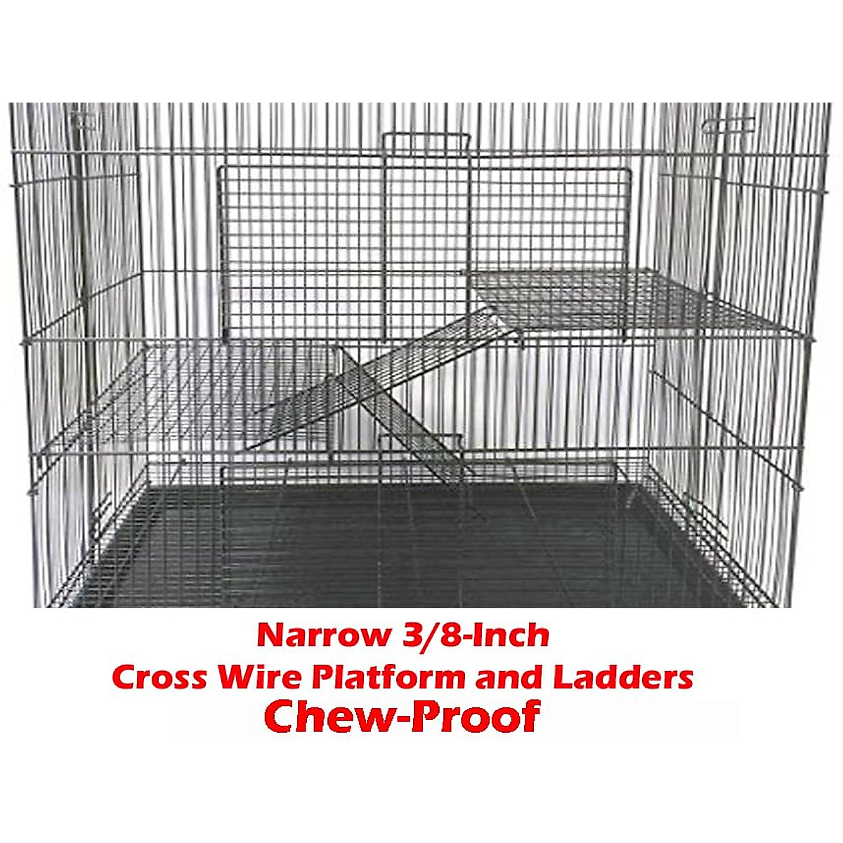 3-Levels Easy Collapsible Ferret Chinchilla Sugar Glider Rats Mouse Animal Critter Chew-Proof Metal Carrier Travel Cage with Narrow 3/8-Inch Bar Spacing Easy to Setup No Tools Needed Easy Storage