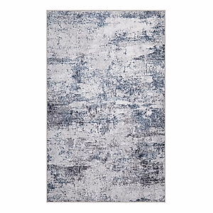 Area Rug for Living Room Rugs: 3x5 Abstract Soft Large Carpet with Low Pile Shaggy Fluffy for Bedroom Dining Room Home Office Indoor Decor Under Kitchen Table Washable - Gray/Blue