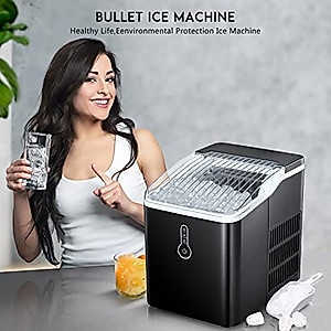 ZAFRO Ice Maker Countertop, Portable Ice Maker with Self-Cleaning, 26Lbs/24Hrs, 9 Cubes Ready in 8 Mins, One-Click Operation, Compact Ice Maker with Ice Scoop/Basket for Home/Kitchen/Office/Bar, Black