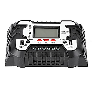 Solar Charge Controller, Solar Charge Controller MPPT Dual USB LCD Display 2.4A 12V24V IP32 Waterproof (50A)