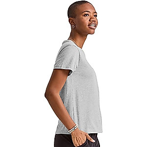 Hanes Comfortblend Originals Cotton T-Shirt, Classic Crewneck Women's Tee, Curved Back Hem, Light Steel, Medium
