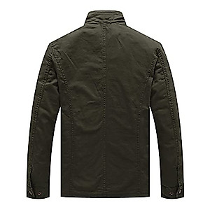 WenVen Men's Spring Cotton Field Jacket Tactical Windbreaker (Army Green, 3XL)