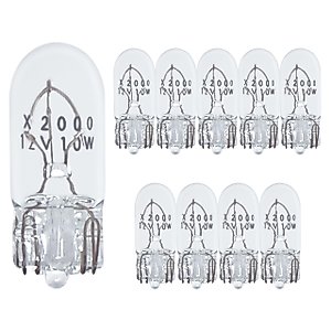 OHLECTRIC T3.25 Soft White Clear Pure Xenon Gas Bulbs with Wedge Base | 10W Dimmable Light Bulbs with100L & 2800K Color Temperature | (Pack of 10) OL-46160