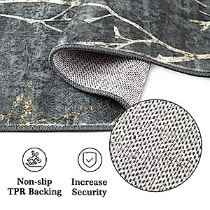 RUGSREAL Area Rug 2x6 Runner Rug Kitchen Mat Vintage Floral Runner Rug Entrance Foldable Rug Washable Hallway Entry Carpet Non Slip Rugs Farmhouse Living Room Bathroom Bedroom Dining Room,Grey