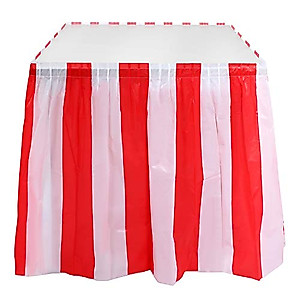 Pangda 2 Pieces Red White Striped Table Skirt Circus Theme Table Skirt for Carnival Home Decoration Party Supplies