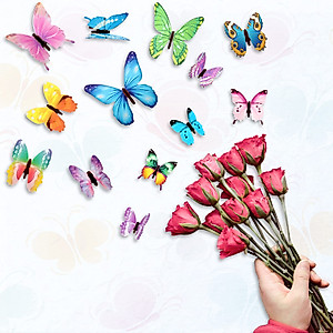 96 Pieces Butterfly Wall Decals Glow in The Dark Butterflies Decor for Ceiling Adhesive Removable 3D Luminous Mural Stickers for Kid Bedroom Nursery Living Room Home Garden Decoration, Multi Colors