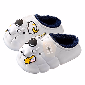 Plush Warm Home Shoes Infant Baby Boys Girls Slippers Plush Non-Slip Comfy Fluffy Lightweight Warm Soft Indoor House Slippers Kids House Slippers White