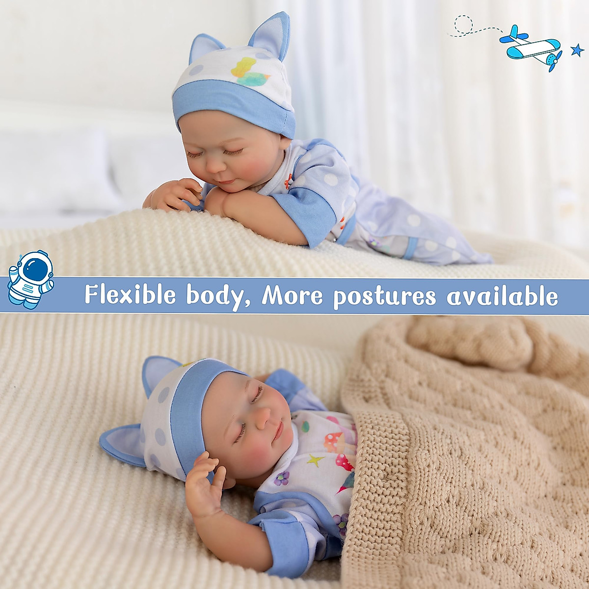 Thorugod Realistic Reborn Baby Dolls - 18 Inch Lifelike Smiling Boy Doll with Vinyl Body, Christmas/Birthday Gift for Kids Age 3+