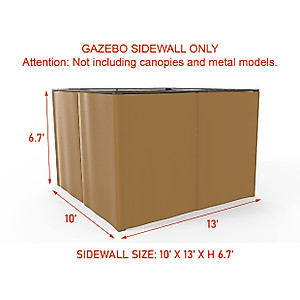 COZYVIDA Gazebo Privacy Curtains Sidewalls 4-Panels Universal Replacement for Patio, Outdoor Canopy, Garden and Backyard Khaki (Only 4 Pieces Curtain) (10' x 13')