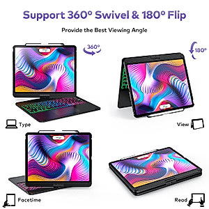 Touchpad Keyboard Case for iPad Pro 12.9 2021 5th Generation/2020 4th-Gen/2018-3rd Gen, iPad Pro 12.9 Case with Touchpad Backlight Function Keyboard (Black)