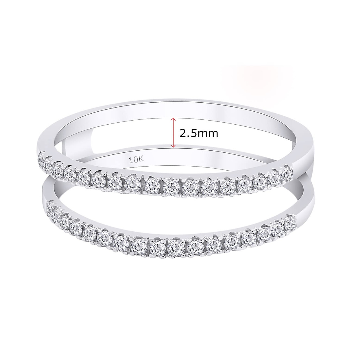 Jewel Zone US 1/4 Cttw Diamond White Natural Diamond Enhancer Engagement Ring Wrap in 10k Solid White Gold (0.25 Ct)